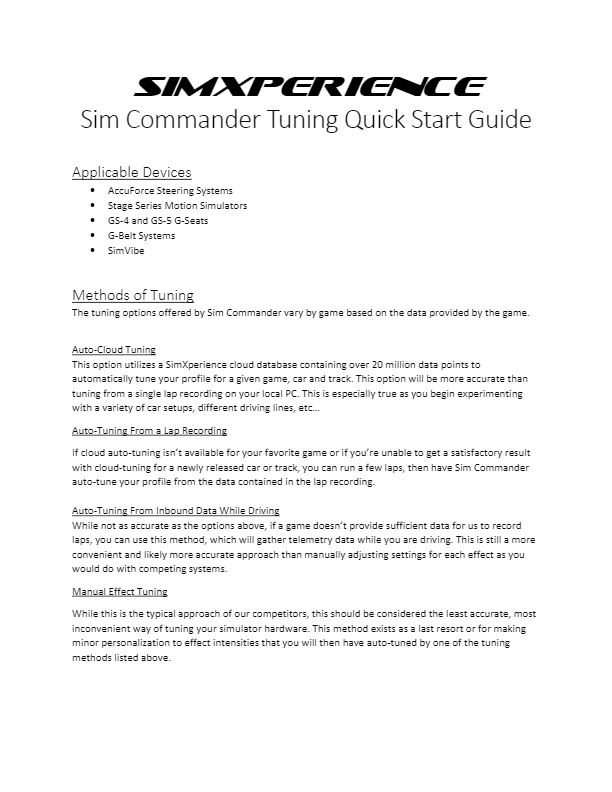 Sim Commander Tuning Quick Start Guide | SimXperience® Full Motion ...